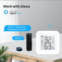 China 5V1A LCD Tuya Wifi Thermometer Temperature And Humidity Monitor Wifi 2.4GHz for sale
