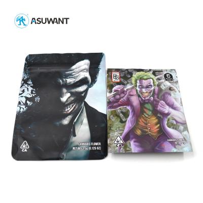 China Plastic Pre Roll Packaging Mylar Smell Proof Zipper Bag 3.5g For Cookie Weed Seed for sale