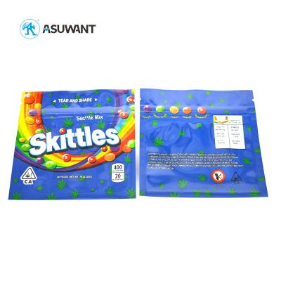 China Skittles Candy Gummies Packaging Edible Mylar Bag Plastic Ziplock Bag for sale