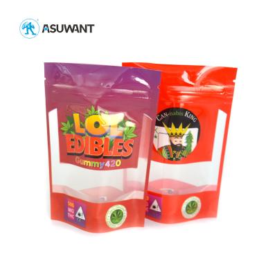 China Candy Sugar Mylar Food Bags Stand Up Plastic Zipper With Window for sale