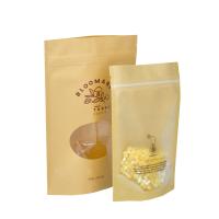 China Kraft Paper Weed Packaging Resealable Zipper Bag With Different Shape Window for sale