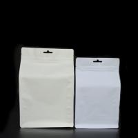 China Flat Bottom White Kraft Paper Weed Packaging Pouch Custom Logo With Design for sale