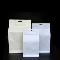 China Flat Bottom White Kraft Paper Weed Packaging Pouch Custom Logo With Design for sale