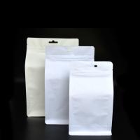 China Flat Bottom White Kraft Paper Weed Packaging Pouch Custom Logo With Design for sale
