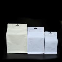 China Flat Bottom White Kraft Paper Weed Packaging Pouch Custom Logo With Design for sale