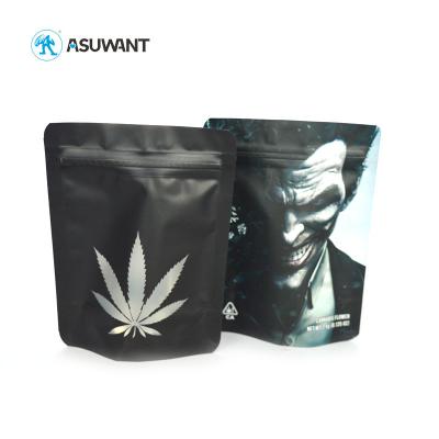 China Matte Black Mylar Ziplock Stand Up Pouch Mylar Zip Lock Smell Proof Weed Packaging For Spices for sale