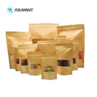 China Biodegradable Kraft Paper Ziplock Bag With Window For Nuts Sugar Beef Jerky for sale
