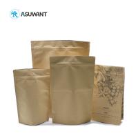 China Biodegradable Kraft Paper Ziplock Bag With Window For Nuts Sugar Beef Jerky for sale