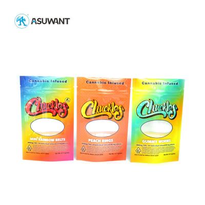 China 3.5g Mylar Stand Up Pouch Resealable Smell Proof Ziplock Bags With Window for sale
