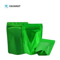 China Green Glossy Aluminum Foil Stand Up Pouch Food Packaging Zipper Bags for sale