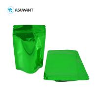China Green Glossy Aluminum Foil Stand Up Pouch Food Packaging Zipper Bags for sale
