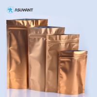 China Aluminum Foil Plastic Zipper Packaging Bags Gold Gloden Metallic Matte for sale