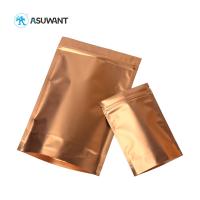 China Metallic Golden Flat Bottom Stand Up Pouch Aluminum Foil Ziplock Bags for sale