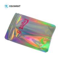 China Custom Rainbow Holographic Ziplock Bags Pink Laminated Material For Cosmetic Lashes for sale