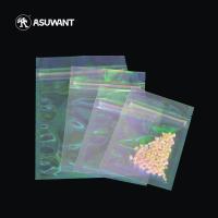 China Hologram Shiny Holographic Ziplock Bags Transparent Cosmetic Resealable Bag for sale