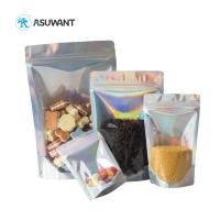China Gravure Printing Holographic Rainbow Bags Hologram Shiny Laser Zipper Stand Up Pouch for sale
