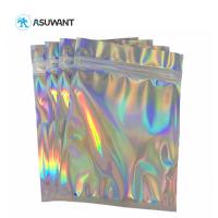 China Gravure Printing Holographic Rainbow Bags Hologram Shiny Laser Zipper Stand Up Pouch for sale