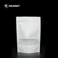 China 250g 500g Recyclable Stand Up Pouch White Kraft Paper Bag With Window for sale