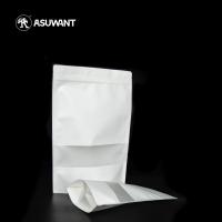 China 250g 500g Recyclable Stand Up Pouch White Kraft Paper Bag With Window for sale