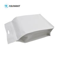 China Biodegradable Kraft Paper Zipper Bags White Blank Flat Bottom Side Gusset for sale