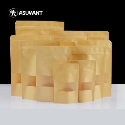 China Smell Proof 9 Colors Kraft Paper Pouch Zipper Snack Packing for sale
