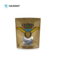 China Weed Packaging Kraft Paper Zipper Bags Stand Up Recyclable With Window for sale