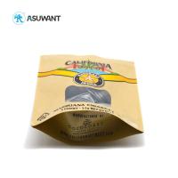 China Weed Packaging Kraft Paper Zipper Bags Stand Up Recyclable With Window for sale