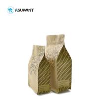 China Biodegradable Flat Bottom Kraft Paper Tea Bag 500g Bean Tea Packaging for sale