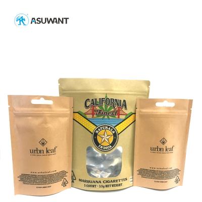 China Biodegradable Fda Kraft Paper Zipper Bags Small Weed Packaging Weed Craft for sale