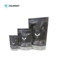 China Matte Black Metallic Coffee Tea Bag Food Packaging Biodegradable Stand Up Pouch for sale