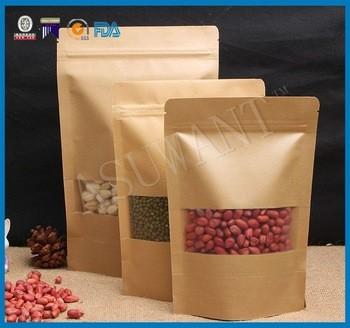 China Kraft Paper Weed Packaging Resealable Zipper Bag With Different Shape Window for sale