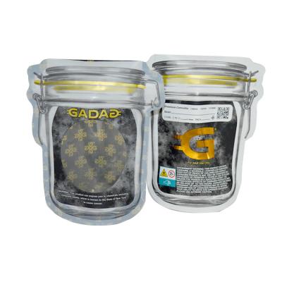 China Custom Special Shaped Zip Lock 3.5 7 14 28 G Zipper Resealable Sealed Die Cut Mylar Plastic Bags for sale