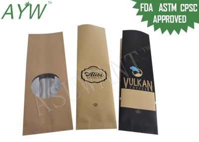 China Multiple Uses Kraft Paper Bags Inside Foil / Clear Window For Dried Coffee Bean for sale