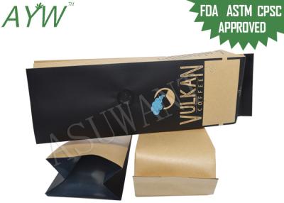 China Brown Paper Coffee Bean Packaging Bag Aluminum Foil With One Way Valve for sale