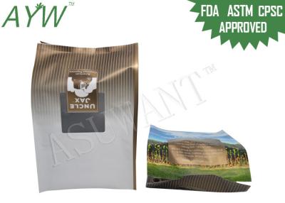 China Gravure Printing Brown Paper Coffee Bags / Green Tea Bags Block Bottom With Valve for sale