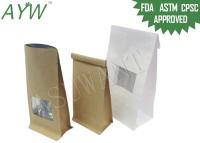 China 8 Side Sealed Zip Square Bottom Bag , Snack Kraft Paper Stand Up Pouch With Tin Tie for sale
