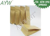 China 8 Side Sealed Zip Square Bottom Bag , Snack Kraft Paper Stand Up Pouch With Tin Tie for sale