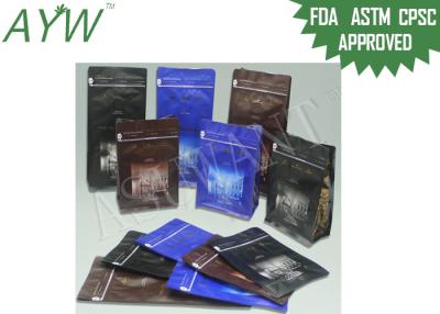 China Matte Finish Flat Bottom Bags Plastic Laminated Quad Seal Foil With Easy Tear Zipper for sale
