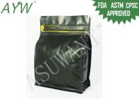 China Matte Finish Flat Bottom Bags Plastic Laminated Quad Seal Foil With Easy Tear Zipper for sale