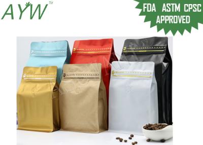 China Coffee Beans Reusable Flat Bottom Bags 16oz Customized Colors With Degassing Valve for sale