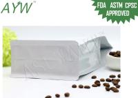 China Quad Sealing Coffee Tea Bags Glossy White , Stand Up Zipper Bag For Food Storage for sale