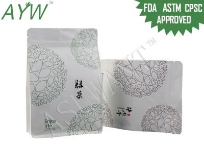 China Loose Tea / Coffee Flat Bottom Bags Kraft Paper Doypack Eight Side Sealed With Zip Lock for sale