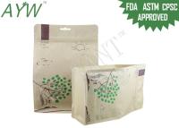 China Loose Tea / Coffee Flat Bottom Bags Kraft Paper Doypack Eight Side Sealed With Zip Lock for sale