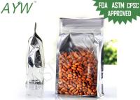 China Flat Bottom Gusset Bags For Food , Clear Plastic Bags With Silver Laminated Aluminum Foil for sale