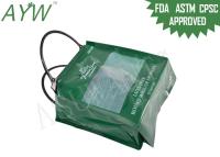 China Portable Plastic Flat Bottom Tote Bag Promotional Shopping With Green Side Gusset for sale
