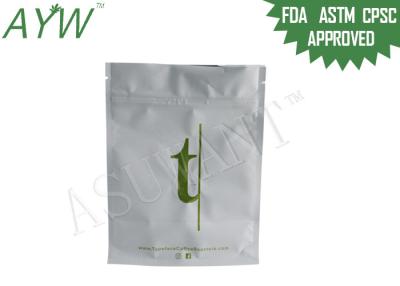 China Loose Tea Glossy White Flat Bottom Bags Quad Sealing 250g / 500g  With Zip Lock for sale