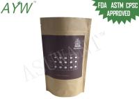 China Biodegradable Moisture Proof Kraft Paper Zipper Bags Block Bottom For Loose Tea for sale