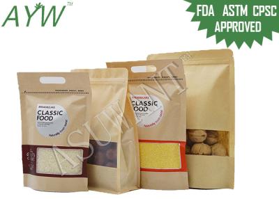 China Multiple Uses Waterproof Kraft Paper Zipper Bags Customized Size For Walnuts / Candy for sale