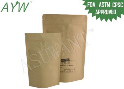 China Multi Sizes Reusable Stand Up Kraft Pouches Packaging Dark Roast Beans With Valve for sale