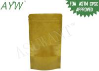 China Plain Recyclable Kraft Paper Zipper Bags For Dried Flowers / Fruit Packing for sale